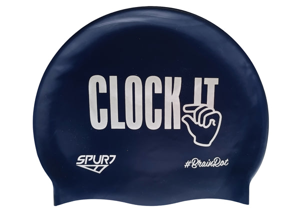 BrainRot Clock It on F248 Midnight Navy Spurt Silicone Swim Cap - Spurt ...
