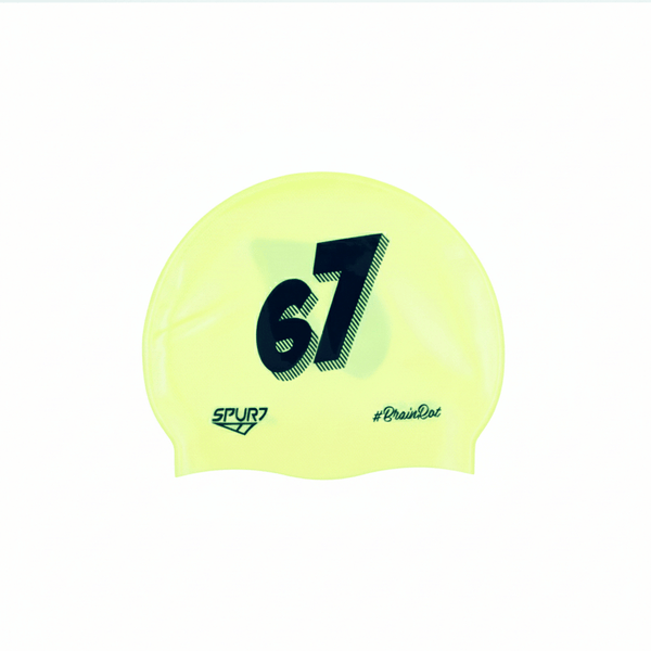 BrainRot 67 on SA17 Pale Neon Yellow Spurt Silicone Swim Cap - Spurt Online