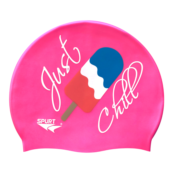 Just Chill and Ice Cream on SC16 Neon Pink Spurt Silicone Swim Cap ...