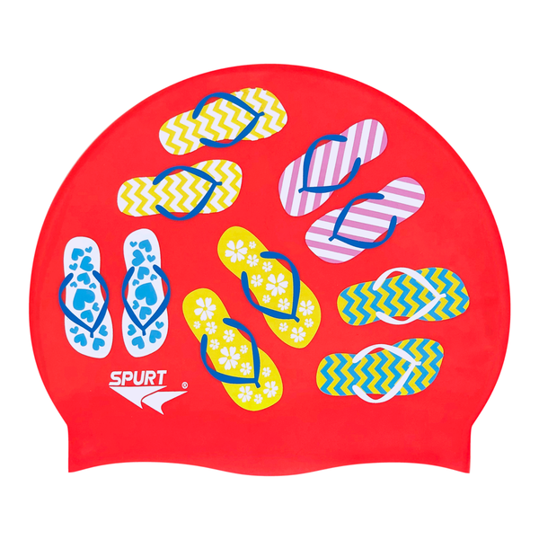 Slip Slops on F214 Neon Coral Spurt Silicone Swim Cap - Spurt Online
