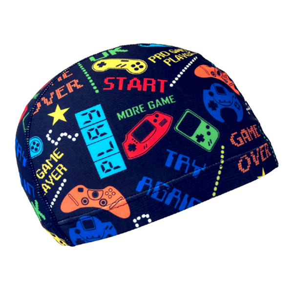 Lycra Fantasy Lycra Swim Cap Size Small in Gamer Theme on Black - Spurt ...